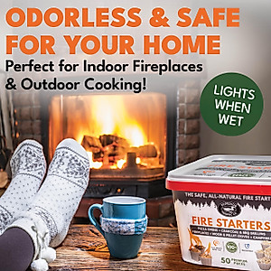 Superior Trading Co. All Natural Fire Starter 10-15 Minute Burn for BBQ, Campfire, Charcoal, Pit, Wood & Pellet Stove, 50 Extra Large Pods, Waterproof for Indoor/Outdoor Fire Starter, Brown