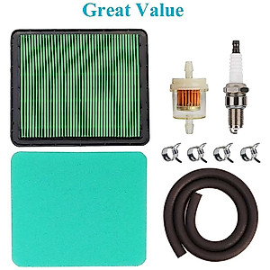 Compatible with 17211-zl8-023 Air Filter Tune Up Kit for Honda GCV190 GC190 GC160 GX100 Engine HRC216 HRR2169VKA HRX217 Lawn Mower with GCV160 fuel filter, Premium Lawn Mower Air Cleaner Element