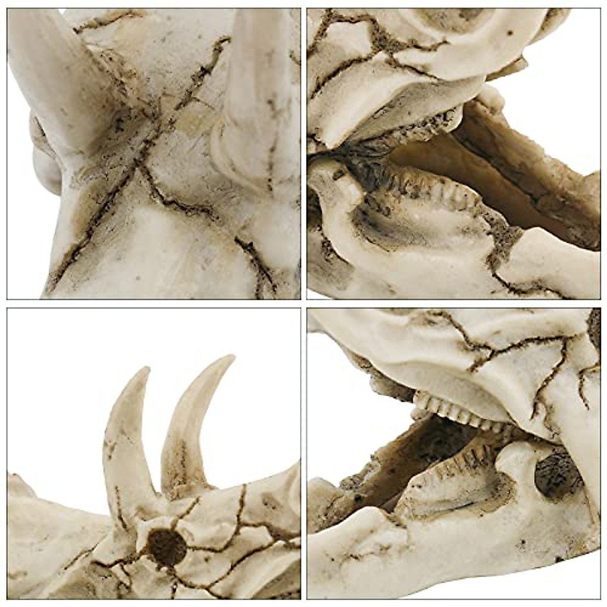 PetierWeit Resin Triceratops Skull Decoration Aquarium Dinosaur Ornaments Reptile Shelter Artificial Dinosaur Hideout Cave Landscape for Snake, Polypedatid, Fish, Shrimp