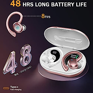 Wireless Earbuds Bluetooth Headphones, Bluetooth 5.3 Earbuds with Immersive HiFi Stereo, 2023 New 48Hrs Wireless Ear Buds Over Ear, HD Mic, Comfortable Sport Earhooks, IP7 Waterproof in Ear Earphones