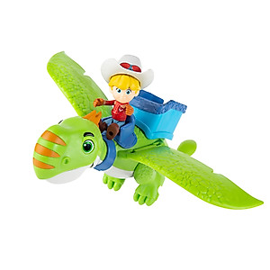 Dino Ranch Jon and Thunderbolt - 3-Inch Jon Figure with 12-Inch Flying Dino Figure - Sounds - Toys for Kids - Ages 3+