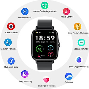 ANDFZ Smart Watch (Answer/Make Call), Smartwatch Fitness Tracker for Android and iOS Phones with Heart Rate Sleep Tracking, Text, Call, Sport Modes, Blood Pressure,Fitness Watch for Women Men
