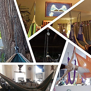 Hammock Hanging Kit, Load Capacity 1400 LBS, Stainless Steel Hammock Hooks Heavy Duty Carabiner Set for Hammock Yoga Swing Chair Indoor Outdoor Hammock Hook for Wall, Trees