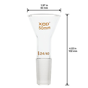 XCD Glass Funnel, Borosilicate Glass Filter Funnel Short Stem Powder Funnel with 24/40 Inner Joint (OD 50 mm) Lab Glass Powder Funnel