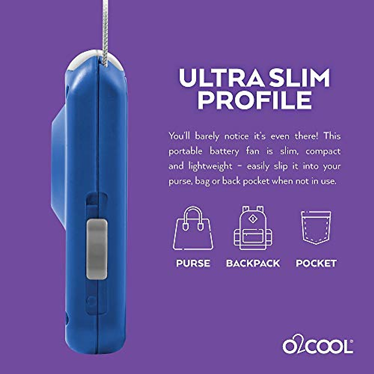 O2COOL Deluxe Personal Necklace Fan | Hands- Free, Battery Operated Wearable Mini Cooling Device for Beach, Sporting Events, Camping (2 Pack Random Colors)