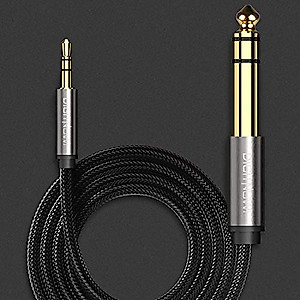 6.35mm 1/4" to 3.5mm 1/8" Male TRS Stereo Audio Cable with Alloy Housing and Nylon Braid for Smartphone, PC, Home Theater, Amplifier and Mixing Console, 3.3Ft