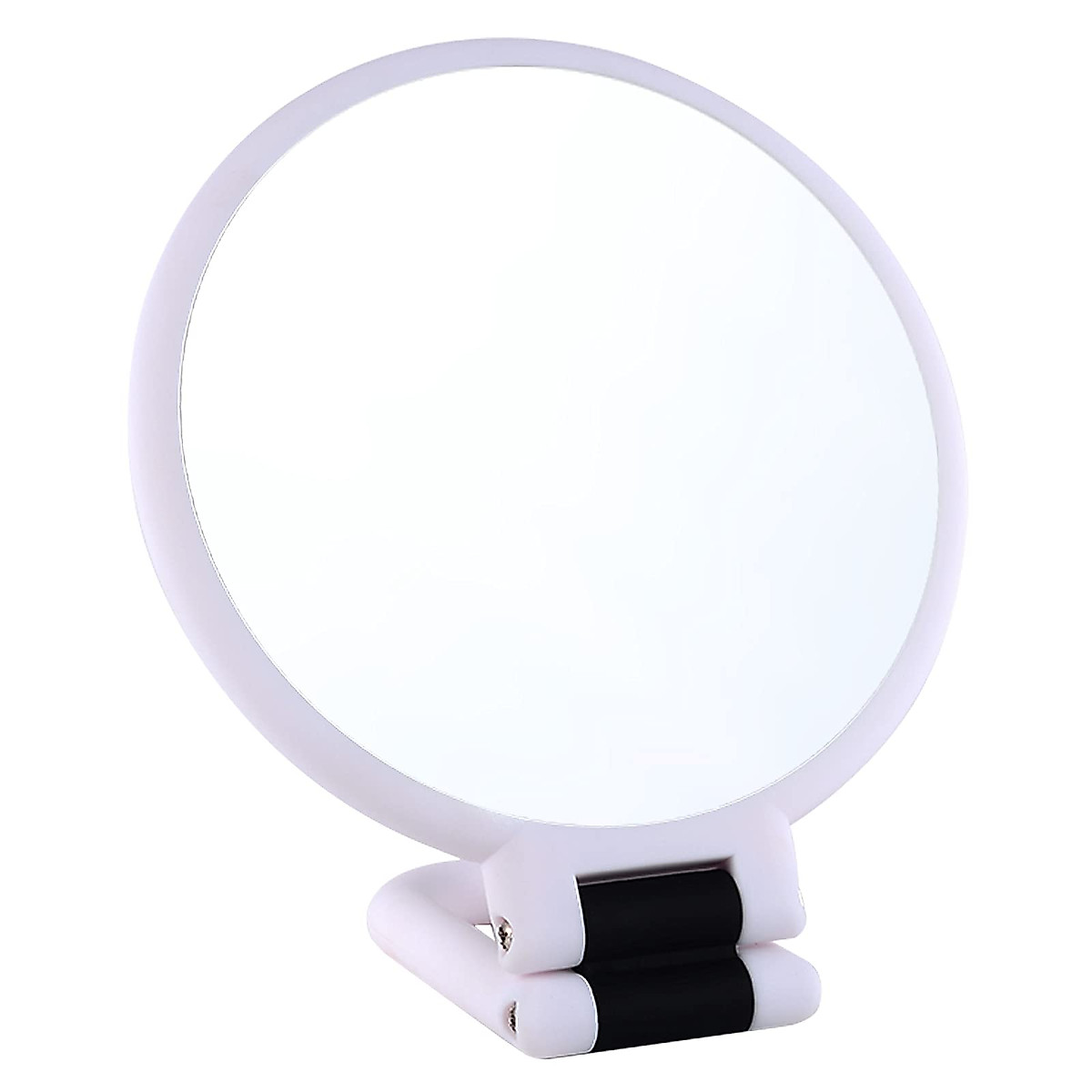 LOTIKO 1x 10x Magnifying Handheld Mirror,Travel Folding Hand Held Mirror,Double Sided Pedestal Magnification and True Image Makeup Mirror, Portable Vanity Cosmetic Mirror for Women （White）