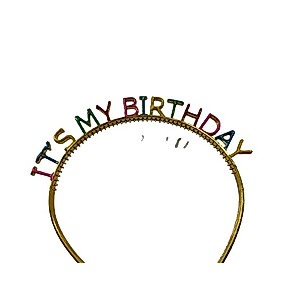 Its My Birthday Headband/Hairband for Birthday Girl. Hair Band Rainbow Tiara Color Party Decorations for Women Girls