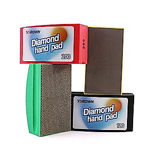 YDROWN Diamond Hand Polishing Pads Foam Back for Glass Granite Marble Concrete Stone Sanding and Polishing (4pcs/Set)
