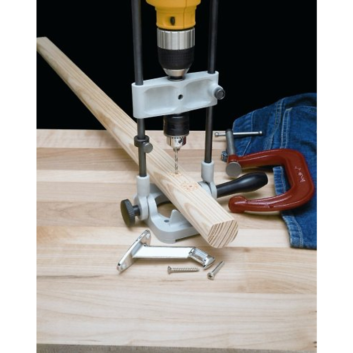 General Tools 36/37 Precision Drill Guide For 3/8-Inch or 1/2-Inch Power Drills, Portable & Lightweight, Folds Flat for Storage, Silver