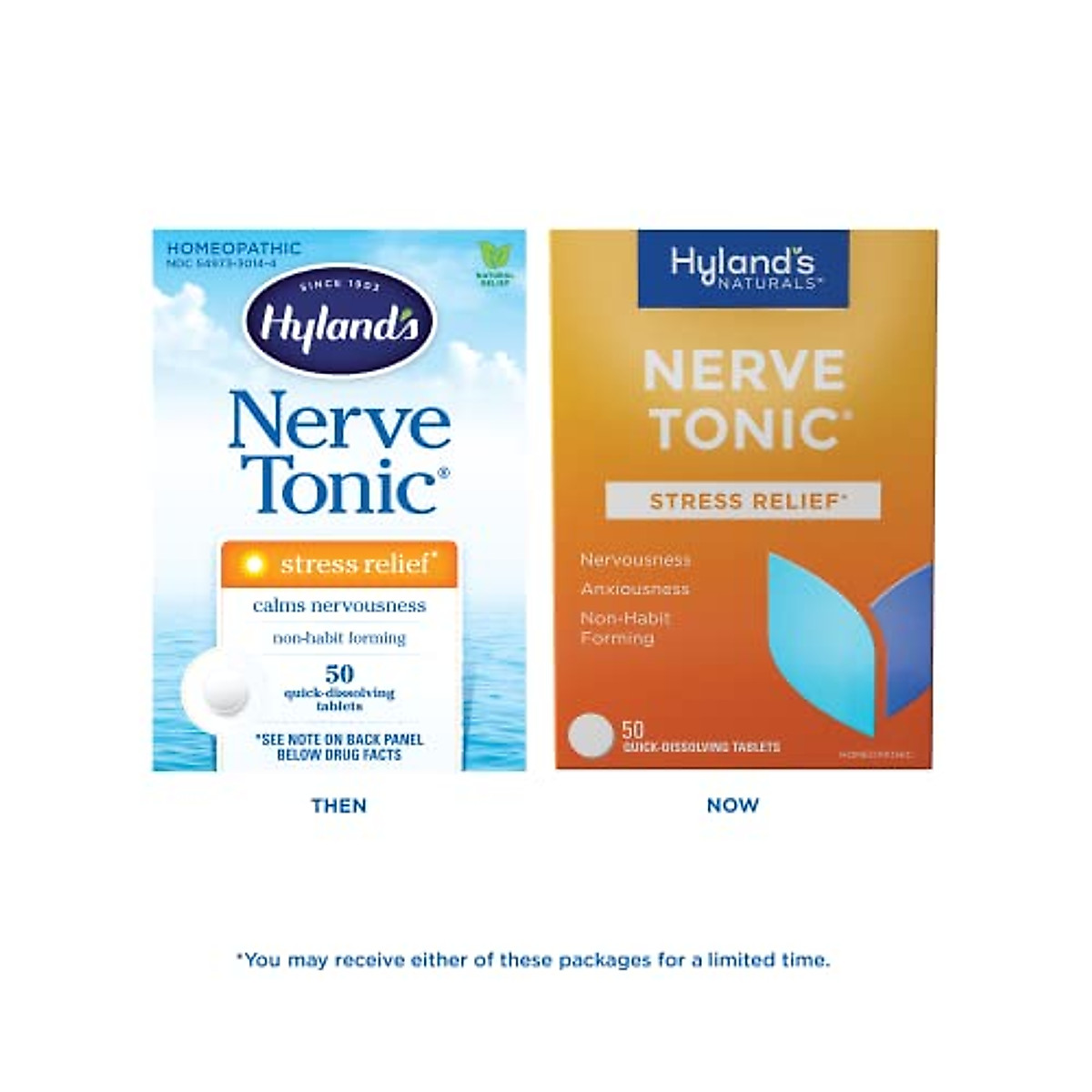 Hyland's Nerve Tonic Stress Relief Tablets, Natural Relief of Restlessness, Nervousness and Irritability Symptoms, 50 Count (2 Pack)