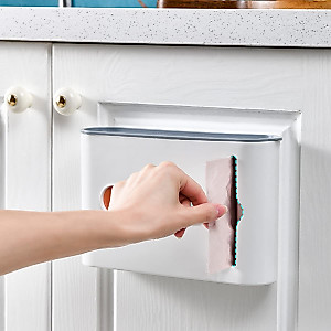 Cenbee Kitchen Plastic Grocery Bag Holder and Dispenser,Hanging Garbage rack,Garbage storage box Organizer,Wall Mounted for Dispenser Home Cabinet Living Room (White)