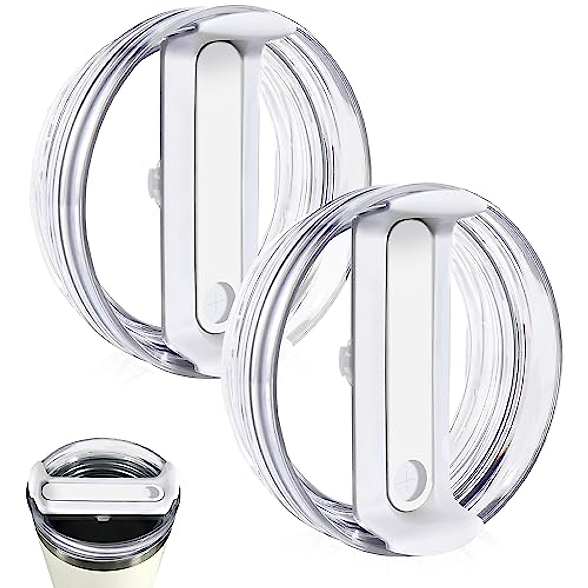 2 Pcs Tumbler Lid Replacement Fits for Stanley Cup 40 oz, Spill Splash Resistant Replacement Lids, Clear Tumbler Covers for Stanley Cup Accessories(White)