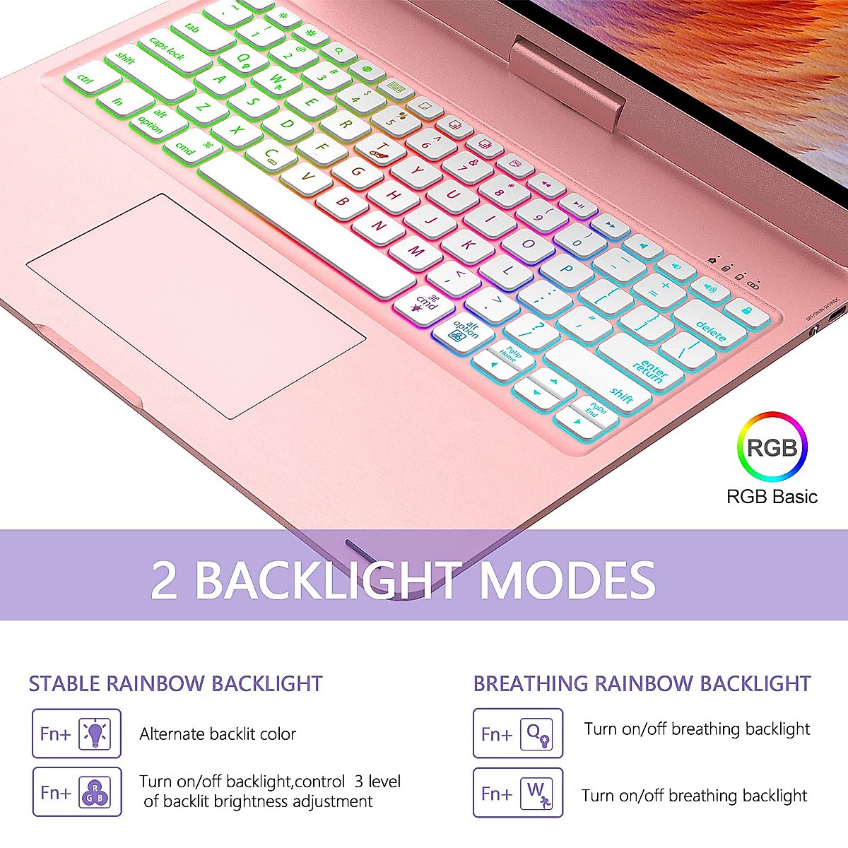 Touch Keyboard Case for iPad Air 13 M2 2024, iPad Pro 12.9 Case with Keyboard 6th/5th/4th/3rd Generation, Trackpad, 360° Rotatable, Wireless Keyboard Cover, 7 Modes Rainbow Backlits with Pencil Holder