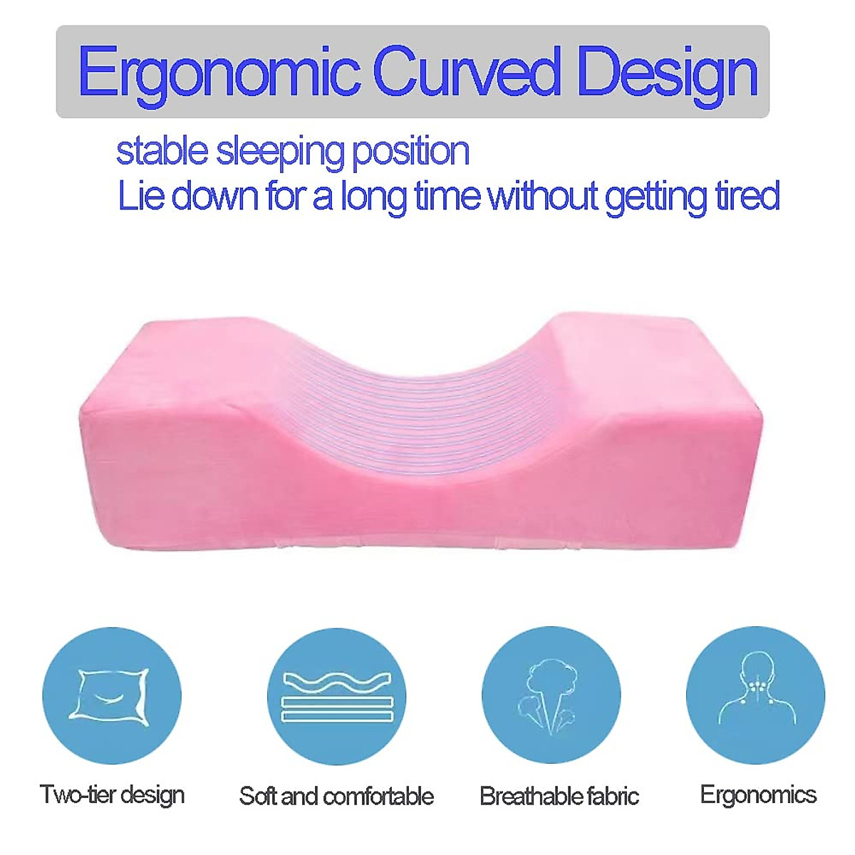 Pink Eyelash Extension Pillow, Eyelash Extension Tool for Beauty Salon, U Shape Neck Pillow with Comfortable Foam Velvet Pillowcase