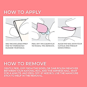 KISS imPRESS No Glue Mani Press On Nails, Color, 'Pretty Pink', Pink, Short Size, Squoval Shape, Includes 30 Nails, Prep Pad, Instructions Sheet, 1 Manicure Stick, 1 Mini File