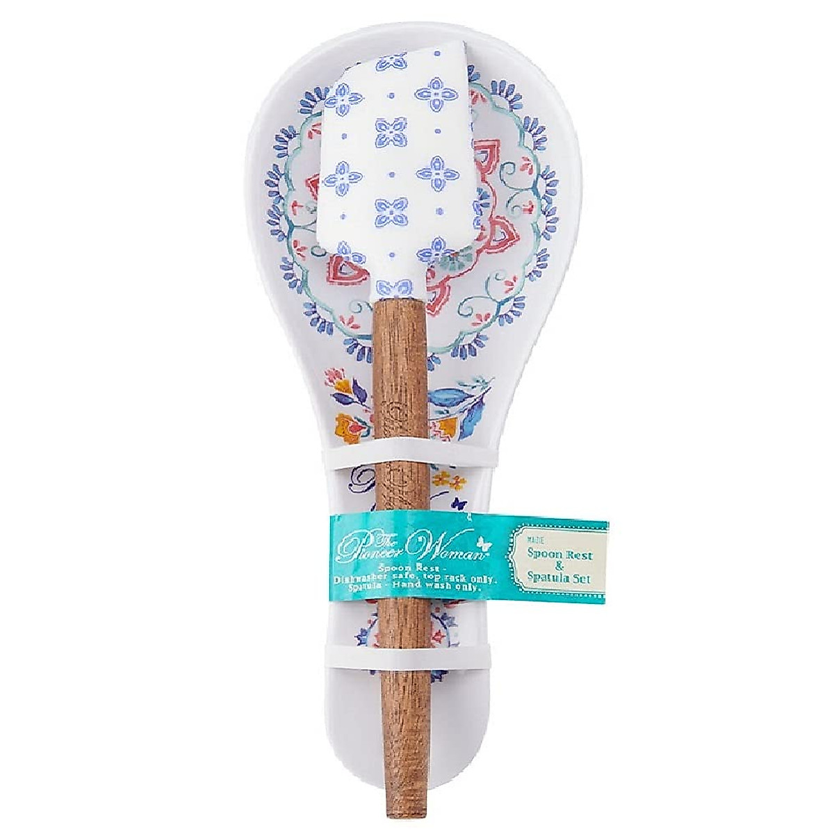 Pioneer W Woman 2 Piece Set, Melamine Spoon Rest and Spatula Set, Vintage Floral (Mazie)