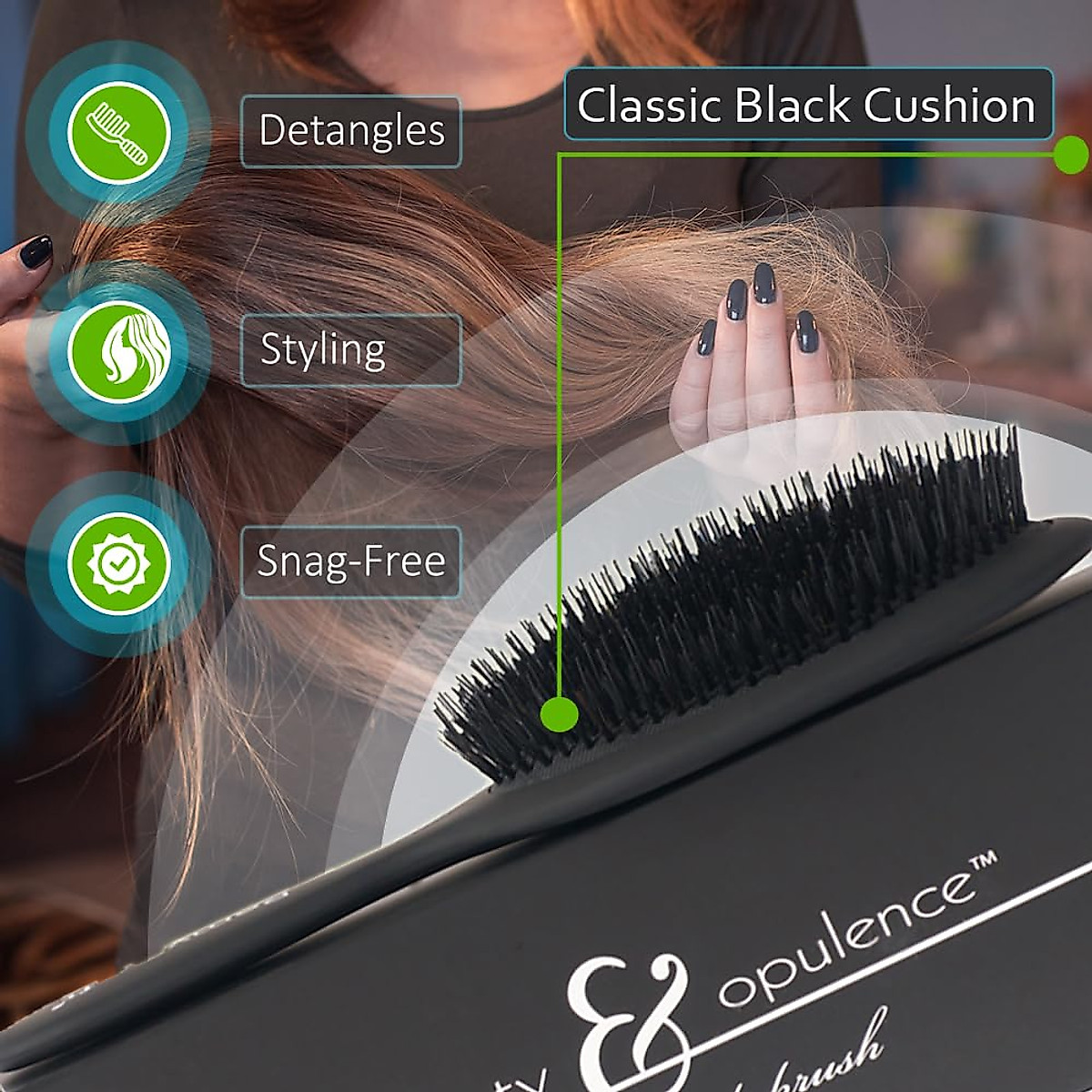 RemySoft Beauty & Opulence Boar Bristle Brush - Safe For Hair Extensions, Weaves and Wigs