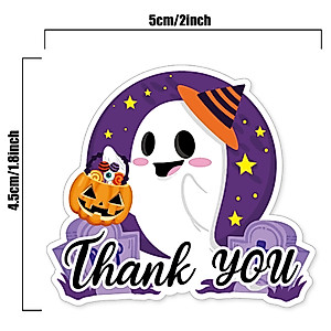Whaline 225Pcs Halloween Stickers Funny Small Business Thank You Stickers Halloween Cute Ghost Stickers for Halloween Envelopes Sealing Goodie Treat Bags Party Gift Favors Box Cards Decoration