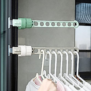 8-Hole Clothes Drying Rack Portable Indoor Outdoor Hanging Balcony Window Closet Frame Storage Rack Space Saver, Wall Mounted Laundry Hanger Rack, Sturdy Hanging Clothes, Safe and