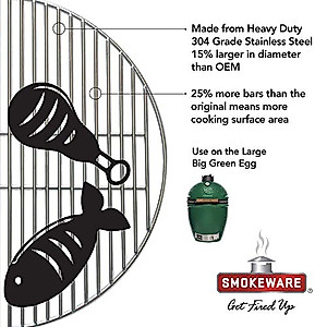 SMOKEWARE Stainless Steel Grill Grate – Compatible with Large Big Green Egg, Heavy Duty Gauge, 18 inches