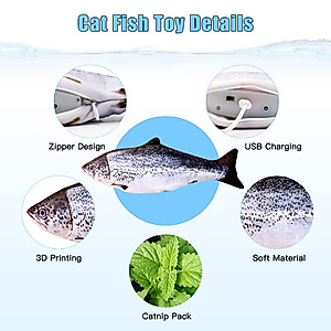 TOOGE 2 Pack 11" Floppy Fish Cat Toys with SilverVine and Catnip for Indoor Cats Interactive Flopping Fish Cat Kicker Catnip Toys for Cats Puppy Small Dogs