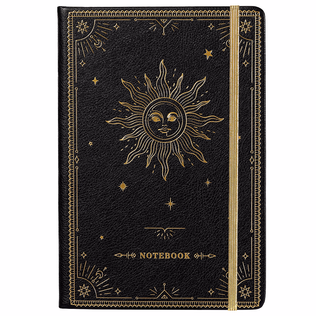 Ruled Notebook/Journal – Premium Thick Paper Faux Leather Classic Writing Notebook with Pocket + Page Dividers Gifts, Banded, Large, 144 Pages, Hard Cover, Lined (5.8 x 8.4) - Black