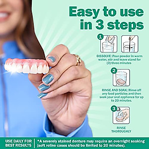 Protech Denture Cleaner 7g (3-Month Supply) Denture Cleanser Foils for Retainers, Nightguards, Mouthguards, and Dentures, Nicotine, Coffee and Iron Cleaning Foils, No Tablets, Long Lasting Packets