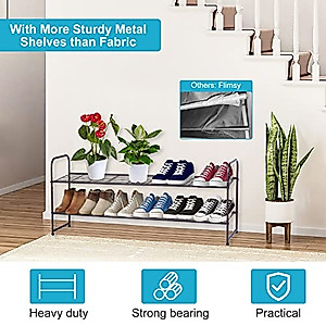KEETDY Long 3 Tier Shoe Rack and 2-Tier Long Shoe Rack for Closet Entryway