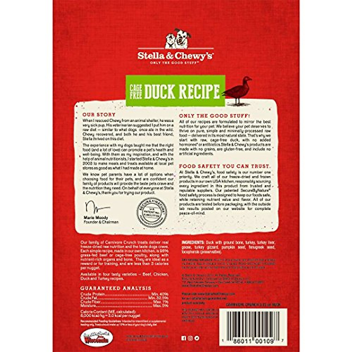 Stella & Chewy's Freeze-Dried Raw Carnivore Crunch Cage-Free Duck Recipe Dog Treats – 3.25 oz. Bag