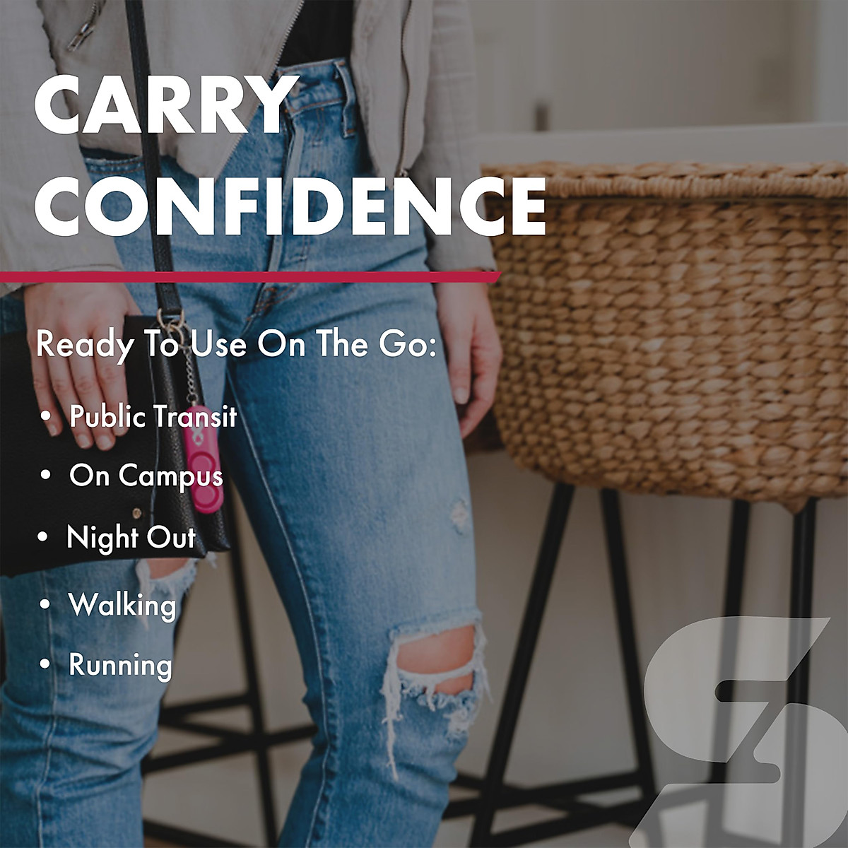 SABRE Personal Alarm With Key Ring, 120dB Alarm, Audible Up To 1,280 Feet (390 Meters), Simple Operation, Reusable, Black