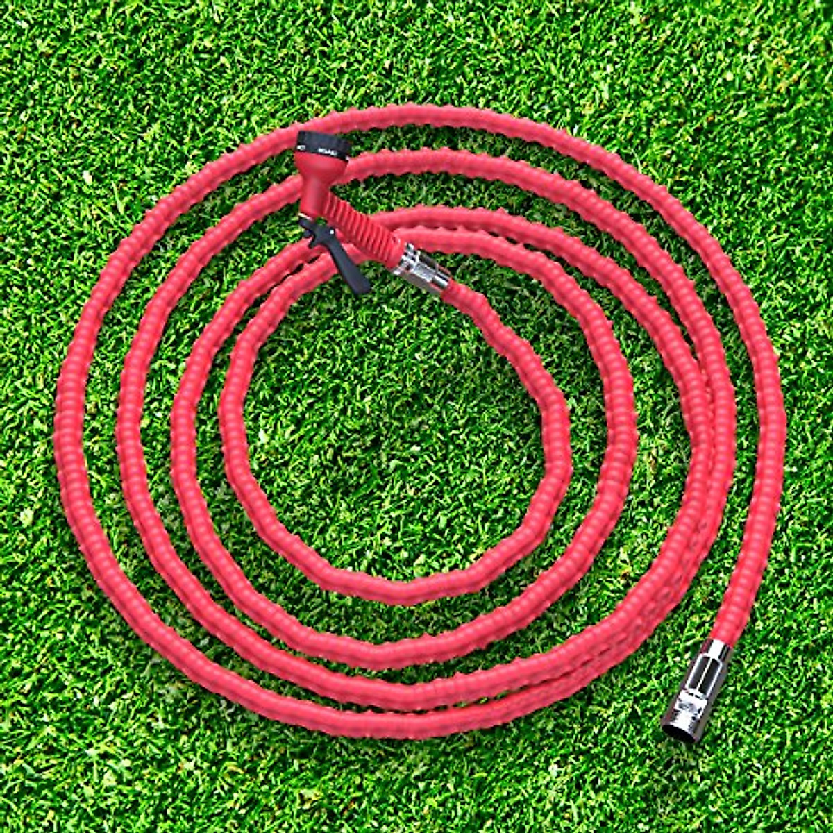Casa Felice Expandable 50 Foot Garden Water Hose By Heavy Duty Double Layer Latex Fabric Core - Corrosion Resistant, Leak-Proof Nickel Alloy Fittings - Lightweight, Retractable, Tangle-Free Design