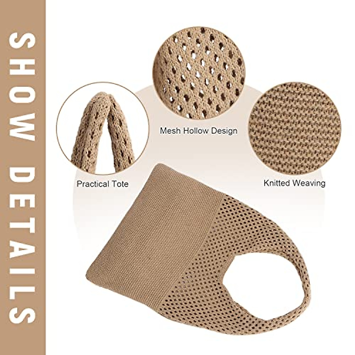 LUI SUI Crochet Mesh Tote Bag Retro Summer Hobo Bag for Women Flower Knitted Shoulder Bags Casual Beach Purse