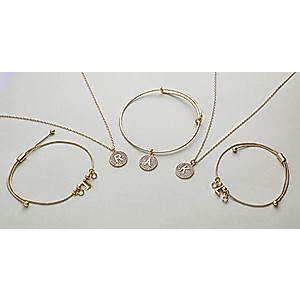 CAPWELL + CO 14k Gold Colored Initial Letter C Charm Bracelet Adjustable Friendship Slider Letters A-Z Bridesmaid Gift for Women and Young Girls