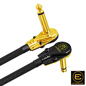 2 Units - 3 Foot - Audioblast - HQ-1 - Ultra Flexible - Dual Shielded (100%) - Instrument Effects Pedal Patch Cable w/Low-Profile, R/A Gold Pancake TS (6.35mm) Plugs & Dual Staggered Boots
