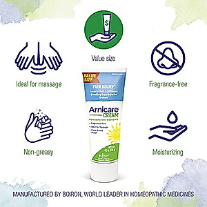 Boiron Arnicare Cream for Soothing Relief for Joint Pain, Muscle Pain, Muscle Soreness, and Swelling from Bruises or Injury - Fast Absorbing and Fragrance-Free - 4.2 oz
