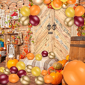 124 Pieces Fall Balloon Garland Kit Thanksgiving Orange Golden Balloons Autumn Garland Arch Kit, Fall Balloons Burgundy Orange Red Latex Balloons for Wedding Engagement Birthday Baby Shower Party