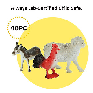 Boley Farm Animal Toy Bucket - 40 Piece Educational Playset with Horses, Cows, Roosters, Sheep, Fences, Trees - Perfect for Imaginative Play, Easy Storage, and Cleanup - Child Safe, Durable, and Fun