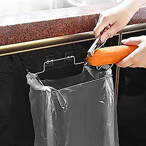 DETTELIN Wall-Mounted Trash Bag Holder, Non-Trace Stainless Steel Garbage Plastic Bags Holder Rack for Kitchen Cabinets Doors Cupboards -2pcs