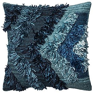 Loloi Loloi-DSETP0416IN00PIL3-Indigo Decorative Accent Pillow 22" x 22" Mostly Wool Cover with Down Fill, 22" x 22", Indigo
