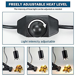 BINANO Heat Lamp for Reptiles Turtle with 25W/50W UVB UVA Bulb with Adjustable Heat Switch with 360 Adjustable Angle&Strong Clips for Reptiles Aquarium/Tank