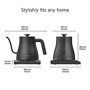 Jocuu Gooseneck Electric Pour Over Kettle with Temperature Control, Tea & Pour Over Coffee Kettle, Stainless Steel, Auto Shutoff Boil-Dry Protection, 0.8L, Matte Black