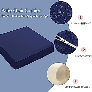 Lmeison Patio Chair Cushions 24 x 22 inch Waterproof Outdoor Chair Cushions Set of 2 Fade Resistant Outdoor Cushions for Patio Furniture Outdoor Seat Cushion for Garden Sofa Couch Chair, Blue