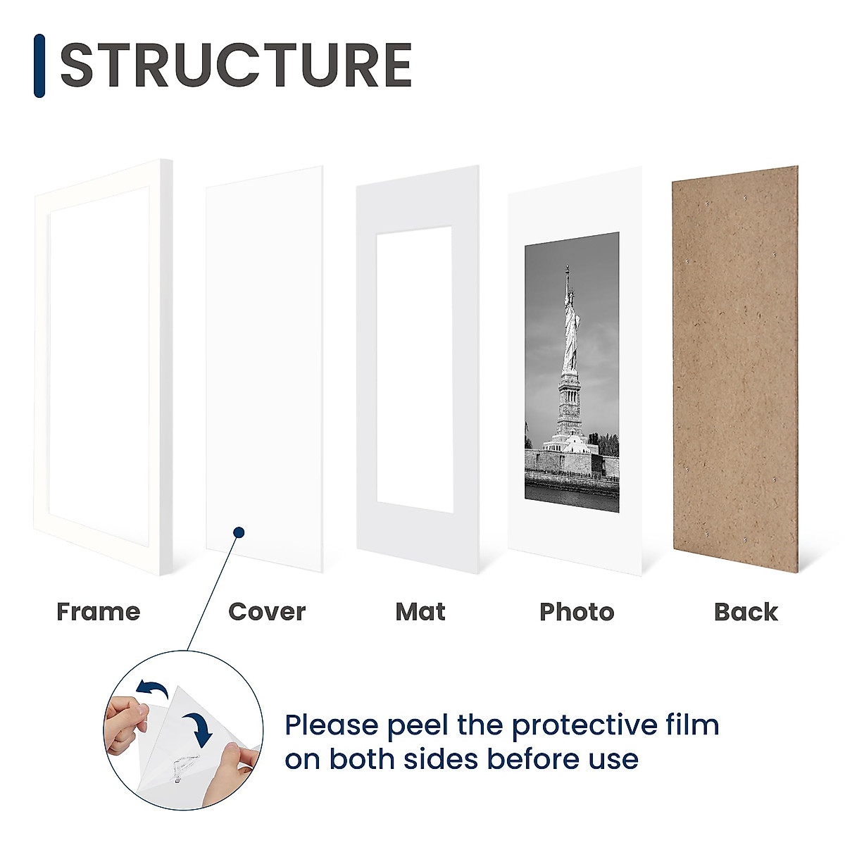 ENJOYBASICS 11x17 Picture Frame, Display Poster 8x12 with Mat or 11 x 17 Without Mat, Wall Gallery Photo Frames, White, 2 Pack