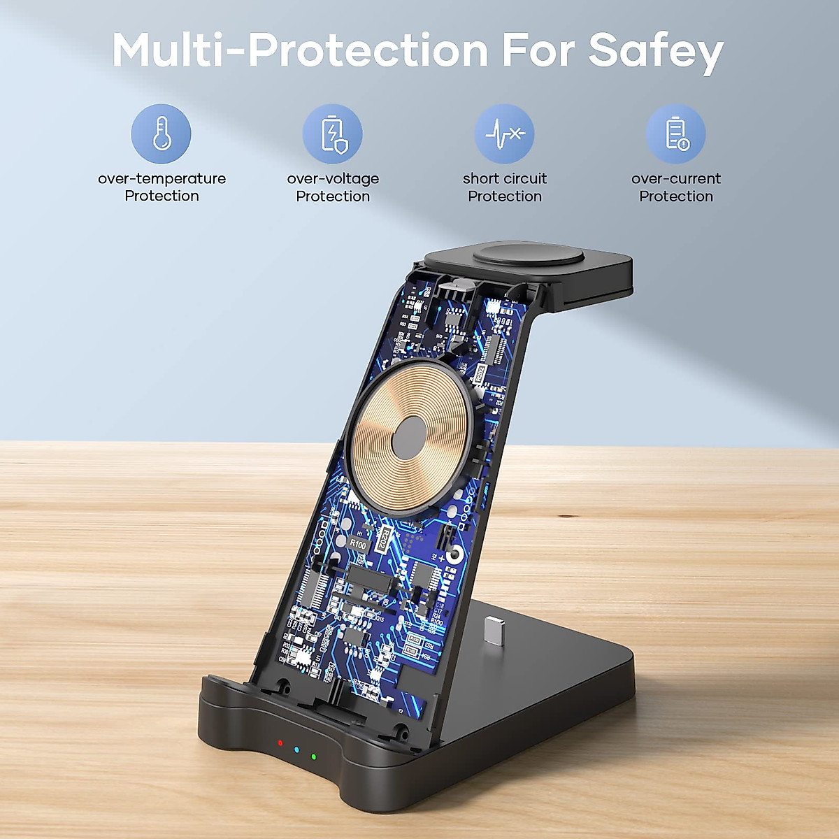 3 in 1 Charging Station for Apple Products - Wireless Charging Station for Multiple Devices - Phone and Watch Charger Stand for iPhone 15/14/13/12/11 Series, iWatch Series 1-9/Ultra, AirPods