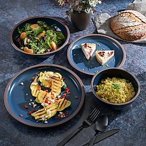 Gibson Elite Lagos Coupe Dinnerware Set, Service for 4 (16pcs), Blue