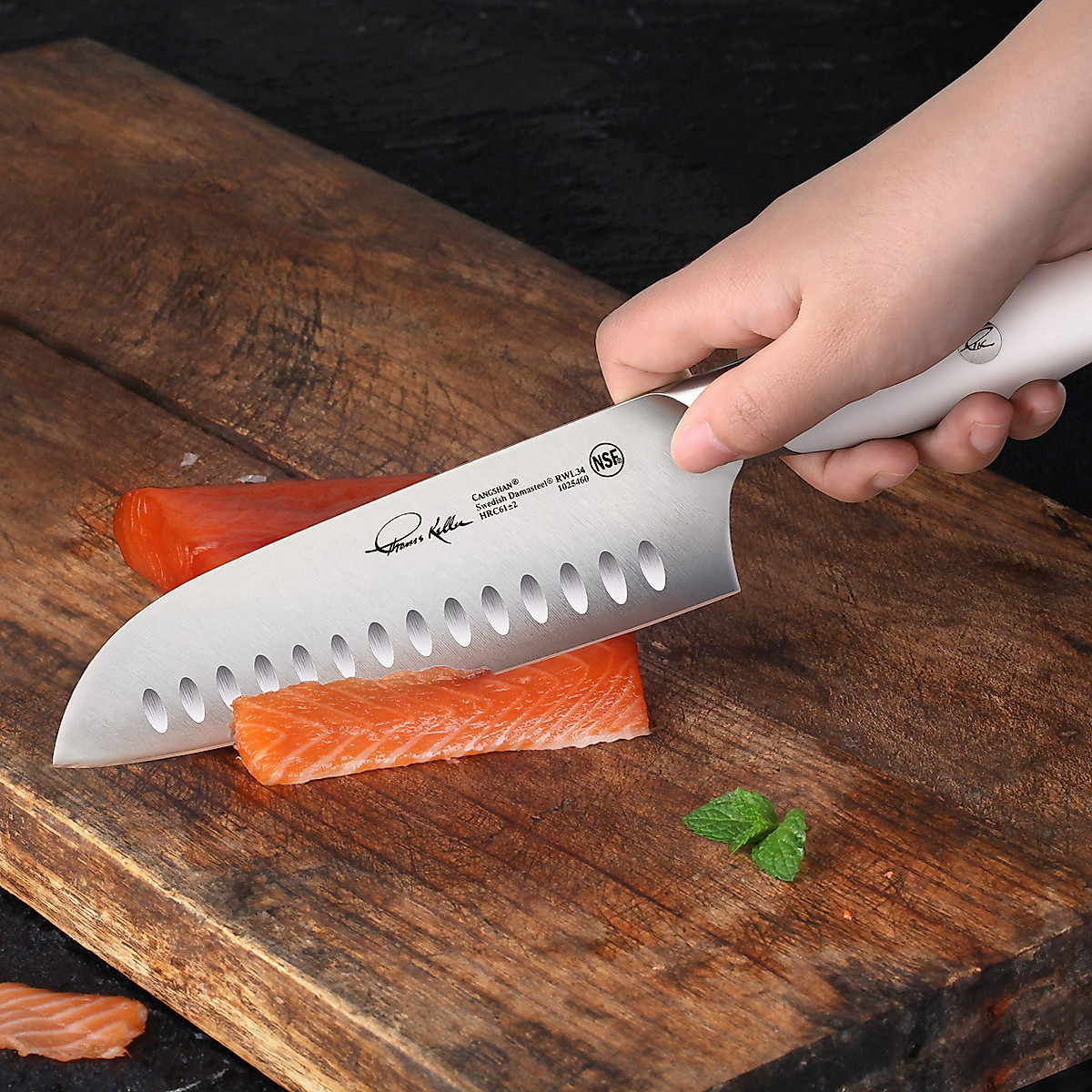 Cangshan Thomas Keller Signature Collection Swedish Powder Steel Forged, 7-Inch Santoku Knife, White