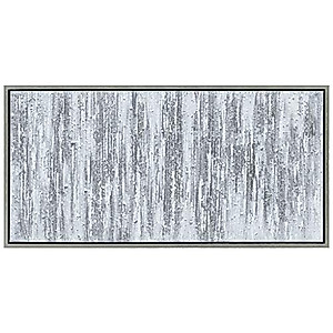 Empire Art Direct Abstract Wall Art Textured Hand Painted Canvas by Martin Edwards, Champagne Frame, 24" x 48", Silver Frequency