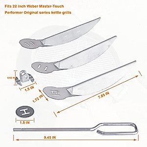22-1/2-Inch One-Touch Cleaning System Kit, Compatible with Weber Grill Parts, 7444 Weber Kettle Grills - for Grill Bottom, Grill Damper Air Amount Control and Kettle ash Clean-Out, Silver.