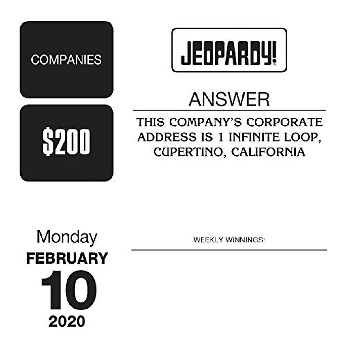 Jeopardy! 2020 Day-to-Day Calendar